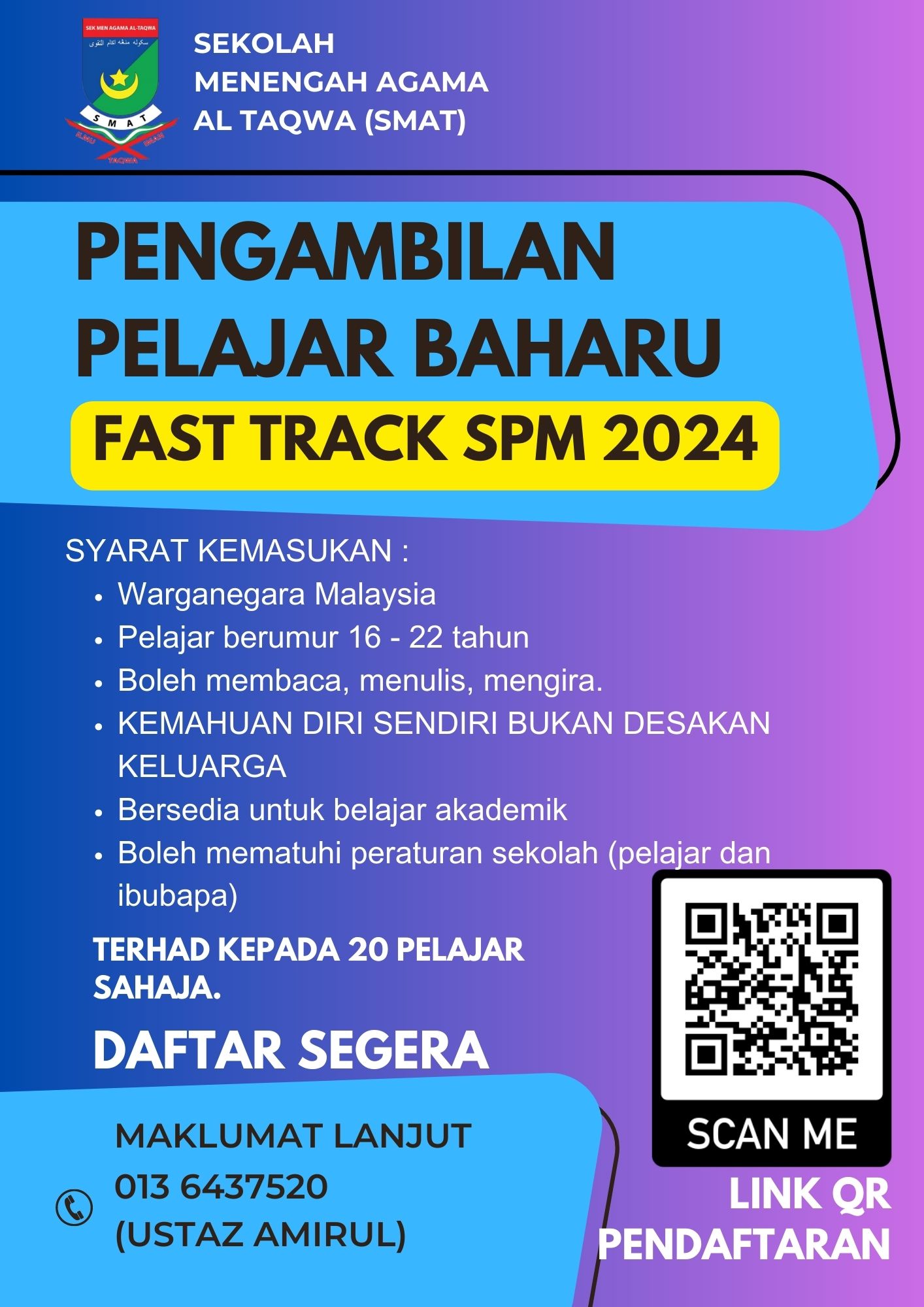 SEKOLAH MENENGAH AGAMA AL TAQWA (SMAT) – BUKIT BERUNTUNG, RAWANG